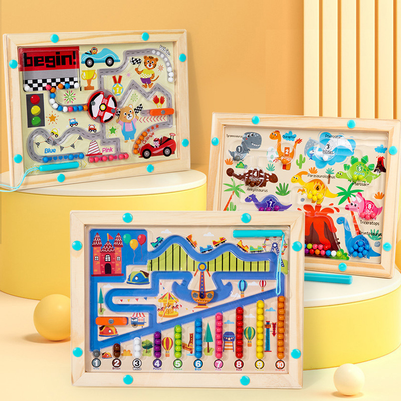 Jeu labyrinthe magnétique Montessori – Jouet en bois éducatif pour ...